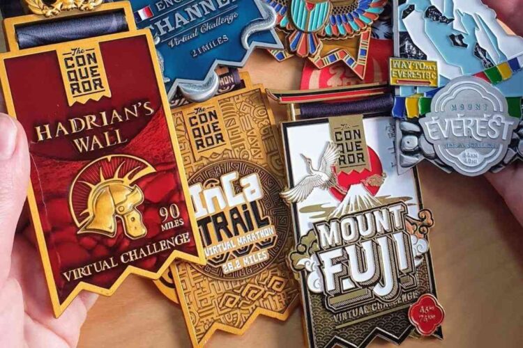 The Conquer Virtual Challenges And Their Medals - A Bus On a Dusty Road