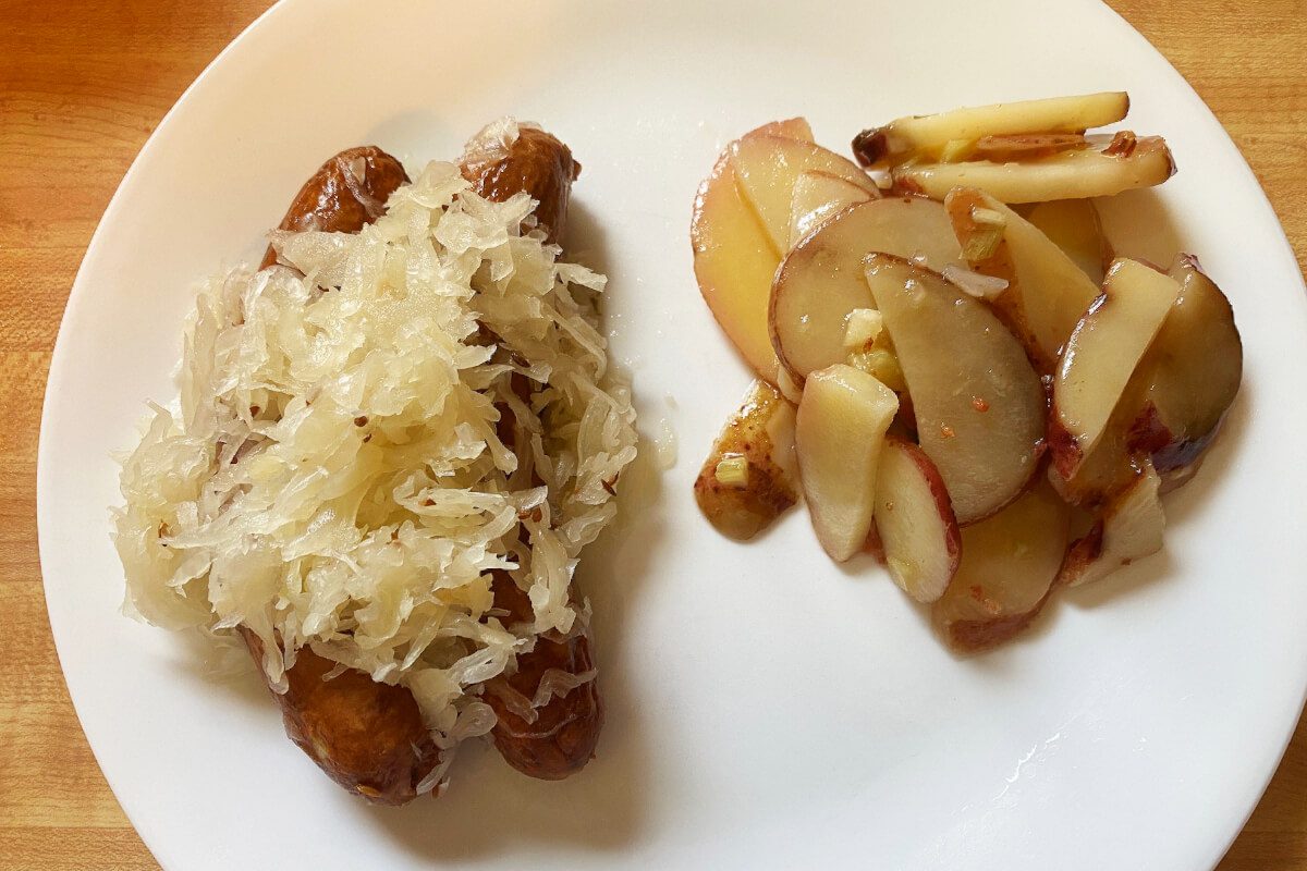 Bratwurst And German Potato Salad Recipe - A Bus On a Dusty Road